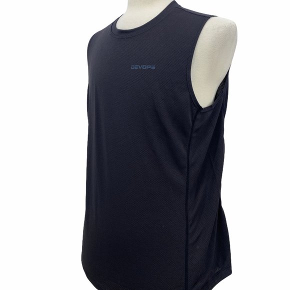Devops | Shirts | Devops Mens Blue Sleeveless Shirt Black Trim Act ...